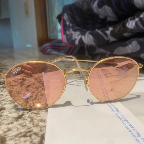 Ray-Ban | Accessories | Ray Ban Round Gold And Copper Flash Sunglasses ...